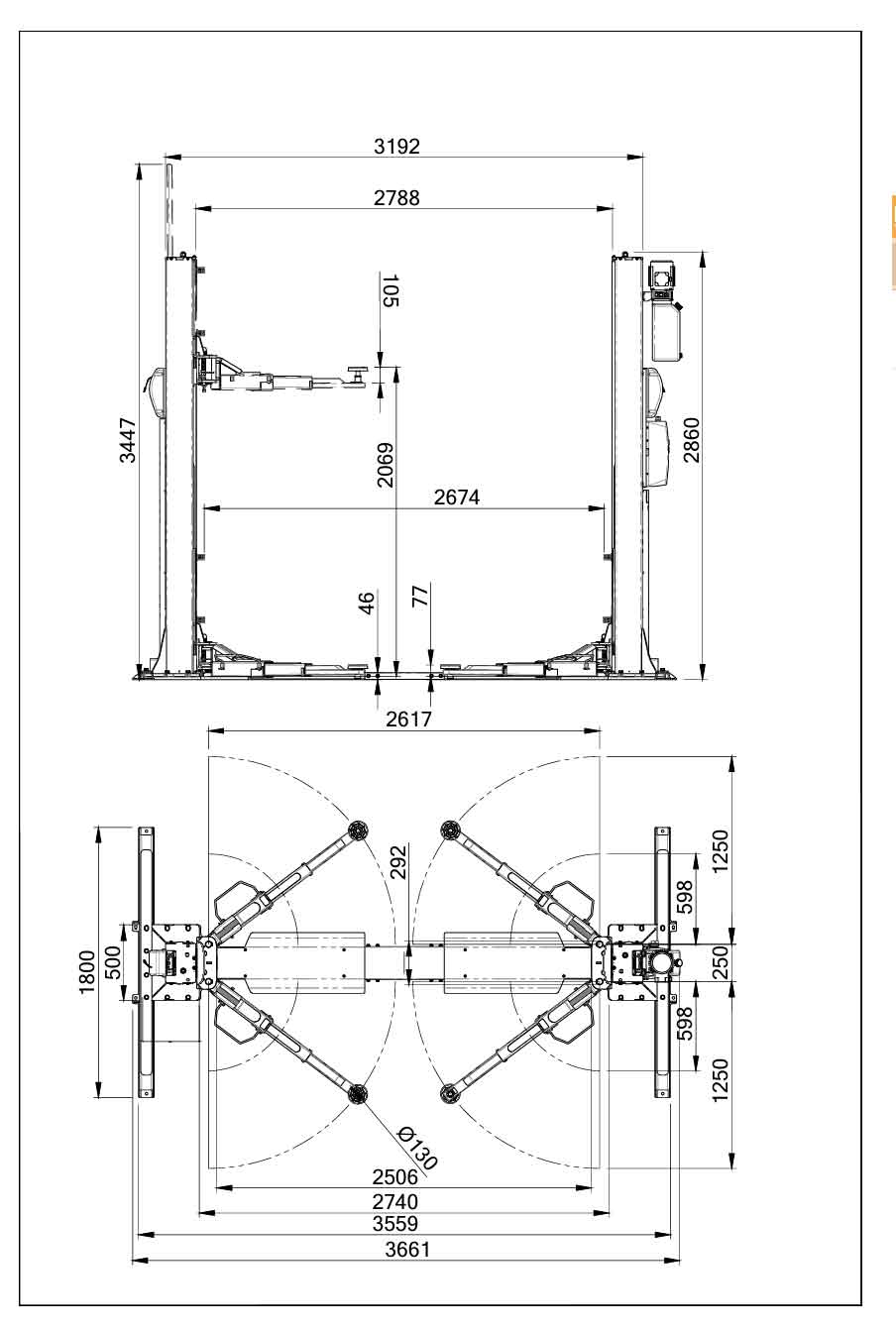Bradbury H2411/3B | 4 Tonne Two Post Lift 1 or 3 Phase | HJS Garage ...
